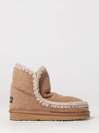 Mou Bottines Eskimo en daim avec coutures contrast&eacute;es et doublure en laine