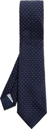 Ferragamo Homme, Accessoires, Bleu, Taille: ONE Size Biella7J Gancini Cravate en Soie Jacquard