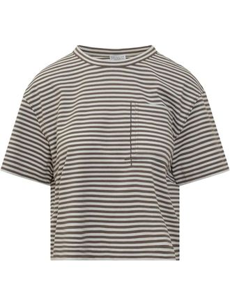 Brunello Cucinelli t-shirt à rayures - Blanc
