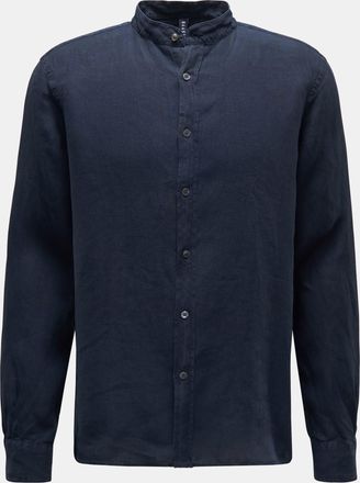 04651/ Herren - Leinenhemd Linen Guru Grandad-Kragen navy