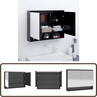 vidaXL Spiegelschrank fürs Bad 80x15x60 cm mdf Anthrazit - Spiegelschrank - Badspiegel - Wandregal - Badezimmermöbel - Anthrazit