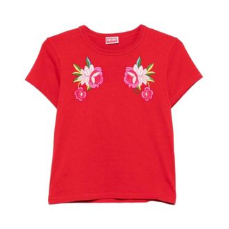 Kenzo T-shirt brod&eacute; Wildflower - Femme - Tops - Rouge - Taille: 38 FR