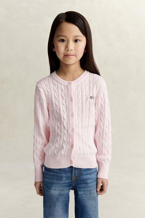 GANT Kinder Girls Shield Strickjacke mit Zopfmuster (110/116) LIGHT Rosa