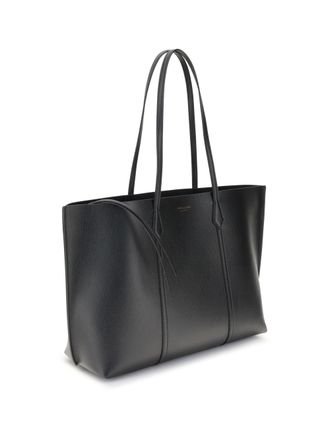 Tory Burch Womens Perry Tote Bag Black Calf Leather Bos Taurus Handbags Hand