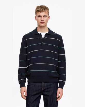 Arket Gestricktes Poloshirt -Blau