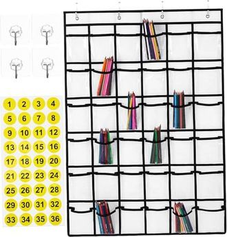 Yardwe Organisateur Suspendu Transparent PVC Avec &Eacute;tiquettes R&eacute;sistant Pour Porte Rangement Mural Pratique Support Multi-usage Pour T&eacute;l&eacute;phone Et Accessoires