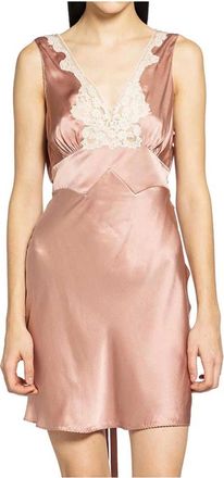Chlo&eacute; Femme, Robes, Rose, Taille: 36 FR Mini-robe sans manches en satin de soie lav&eacute;e et dentelle