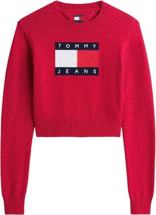 Tommy Jeans Femme, Pulls, Rouge, Taille: 42 FR Sparkle Flag Sweater