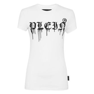 Philipp Plein Femme, Tops, Blanc, Taille: 38 FR T-Shirt Col Rond Gothic Plein
