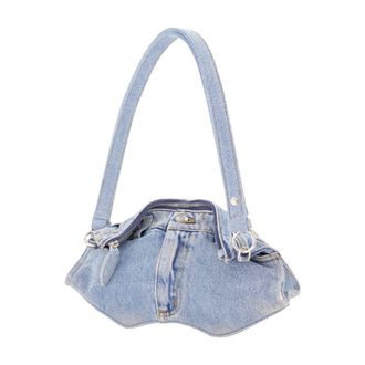 Alexander McQueen Womens Manta Shoulder Bag - Alexander Mcqueen Denim Blue Shoulder-Hobo-Bags
