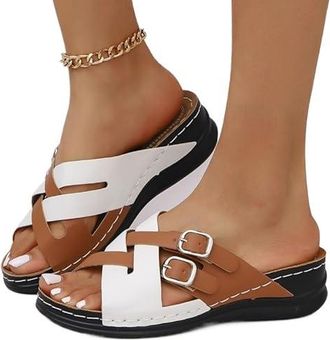 Generic Sandales Femmes, Sandale Femme Confortable Chaussures dété for femmes, sandales de plage, compensées, pantoufles élégantes(Brown,38)