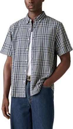 Levi's Homme Chemise Manches Courtes Authentic Kesey Plaid Vintage Indigo Blue L