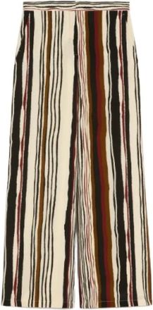 Max Mara Femme, Pantalons, Rouge, Taille: 38 FR Pantalon en cr&ecirc;pe de Chine ray&eacute;