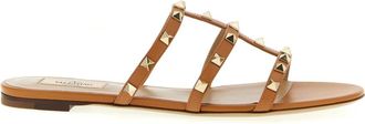 Valentino Garavani Femme, Chaussures, Beige, Taille: 40 EU Rockstud Flat Slide Sandal