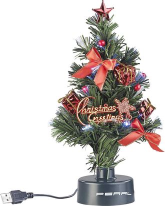Pearl Weihnachtsbaum Auto: USB-Weihnachtsbaum mit LED-Farbwechsel-Glasfaserlichtern (f&uuml;r Auto 12V, USB Tannenbaum, Zigarettenanz&uuml;nder 12 Volt f&uuml;rs)