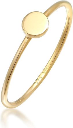Elli Ringe - Ring Plättchen Runde Form Statement 375 Gelbgold - Gr. 52 MM - in Gold - für Damen