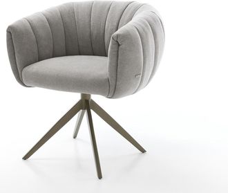 DELIFE Drehstuhl Jada-Flex Strukturstoff Soft Grau Kreuzgestell breit Effektfinish Titan 360&deg; drehbar Wippfunktion Taschenfederkern, Esszimmerst&uuml;hle