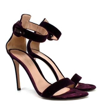Gianvito Rossi Bordeaux Velvet Portofino Sandals Size 40.5
