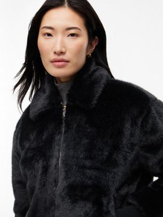 Tommy Jeans Kurzjacke TJW FAUX FUR JACKET EXT Kunstfaser, mit Fellimitat