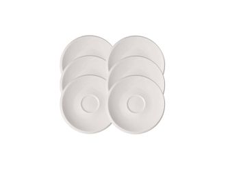 Villeroy & Boch NewMoon Kaffeeuntertasse, 6 Stück, dekorative, formschöne Untertasse aus Premium Porzellan, spülmaschinengeeignet, weiß, 17 cm, Porcelain