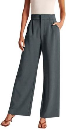 Generic Pantalon noir pour femme - Pantalon large pour femme - Pantalon de travail taille haute - Pantalon extensible pour femme, gris, 3XL