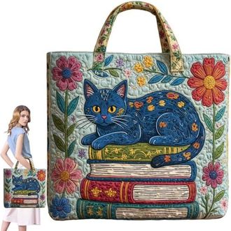 Generic Sac fourre-tout matelass&eacute;, l&eacute;ger imprim&eacute; r&eacute;tro, sensation artistique, patchwork matelass&eacute;, sac &agrave; main pour femme, r&eacute;utilisable, respectueux de lenviro