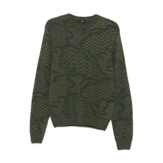 Etro Jacquard-Strickpullover mit Rundhalsausschnitt - - Knitwear - Herren - Gr&uuml;n - M
