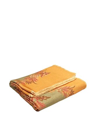 Etro Home couverture frangée à fleurs (180 cm x 140 cm) - Orange