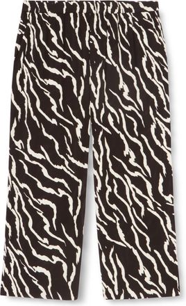 Kaffe Curve Kaffe Curve Damen Plus-Size Womens Casual Pants Elastic Waist Printed Straight Legs Hose, Black/Antique Zebra Print