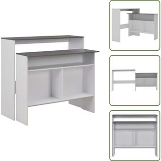 vidaXL Bartisch mit 2 Tischplatten Wei&szlig; und Grau 130 x 40 x 120 cm - Stehtisch - Bartisch - Esstisch - Wohnzimmertisch - Holzwerkstofftisch - The Living