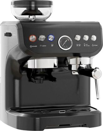 HOMCOM Homcom - Machine à café à grain - machine à expresso 1600W 15 bars 1 ou 2 tasses réservoir 2L acier inox noir