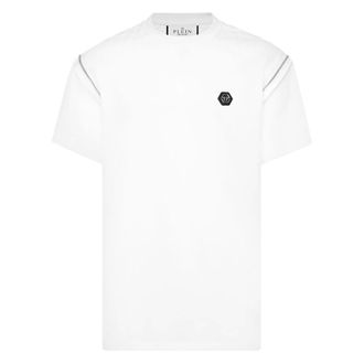 Philipp Plein Homme, Tops, Blanc, Taille: XL T-shirt &agrave; col rond avec fermetures &eacute;clair sur les manches