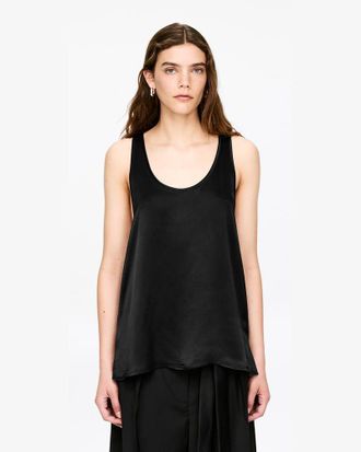 Arket Sportoberteil Aus Satin -Schwarz