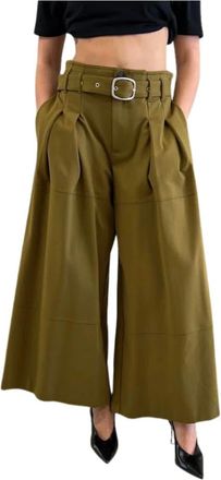 Meimeij Femme, Pantalons, Vert, Taille: 44 FR Pantalon taille haute mod&egrave;le jupe avec boucle sur ceinture