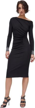 Liu Jo Femme, Robes, Noir, Taille: 38 FR Robe Midi Drap&eacute;e avec Poignets en Strass