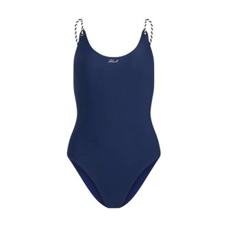 Karl Lagerfeld Femme, Maillots de bain, Bleu, Taille: 38 FR Signature Nautisk Swimsuit