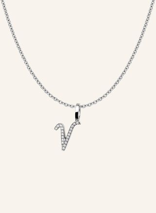 Cada Cada Kette Tiny Diamond Letter V silber