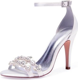 Generic Chaussures De Mariage Femmes Mari&eacute;e Sexy Open Toe High Heels Bureau Travail Soir Hauts Sandale 10.5Cm,Blanc,40 EU