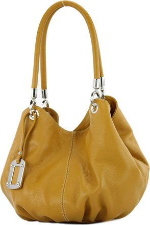 modamoda.de 228 Damen Leder Schultertasche Hobo bag handmade in Italy, Farbe:Senfgelb