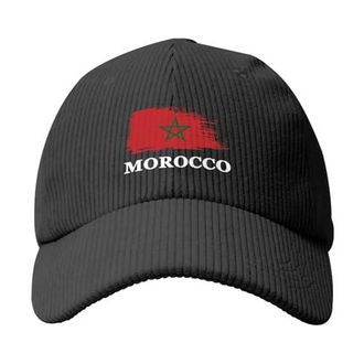 Generic Casquette Baseball,Pinceau Marocains Drapeau Maroc Velours Côtelé,Casual Casquette De Camionneur Anti UV Bonnet De Golf pour Homme Cyclisme Eté