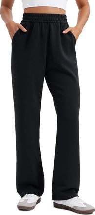CRZ YOGA Damen Weichheit Weites Bein Sweatpants Modal Hohe Taille Schlaghose Lounge Reisen L&auml;ssig Sweathose - 79cm Schwarz 34