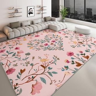 Generic Tapis pour Salon Antid&eacute;rapant 120 x 170 cm, Tapis Lavables &agrave; Poils Courts &Eacute;l&eacute;gant en Forme De Coeur Floral Plante pour Cuisine Salle &agrave; Manger Bureau e