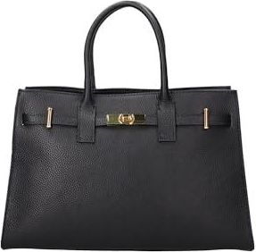 Gave Lux Sac à main pour femme en cuir véritable Made in Italy 37,5 x 24 x 14 cm, bleu foncé, Taille unique