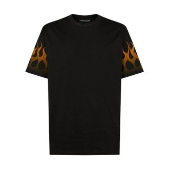 Vision Of Super Schwarzes Flammen Oversized Baumwoll-T-Shirt - - Tops - Herren - Schwarzk - L