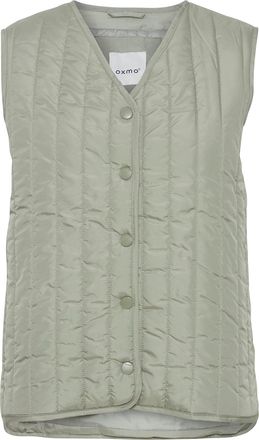 Oxmo OXSadget Damen Weste Steppweste Outdoor Weste mit Druckkn&ouml;pfen V-Ausschnitt Oversize Fit leicht gef&uuml;ttert, Gr&ouml;&szlig;e:L, Farbe:Seagrass (166008)