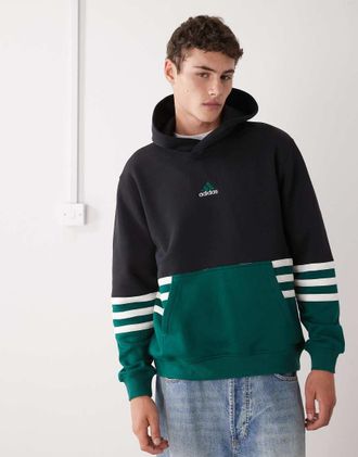 adidas Originals Archive - Kapuzenpullover in Schwarz und Gr&uuml;n
