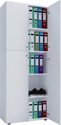 MID.YOU Mid.you Aktenschrank, Wei&szlig;, Holzwerkstoff, 3 F&auml;cher, 70x182x37 cm, Arbeitszimmer, Aktenschr&auml;nke