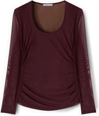 Motivi Femme, Blouses et Chemises, Rouge, Taille: 38 FR T-shirt en tulle &agrave; manches longues