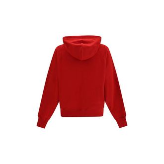 Ami Embroidered Cotton Hoodie - Red