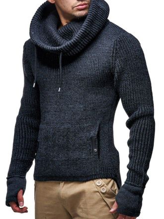 LEIF NELSON Herren Strickpullover Schwarz mit Kragen/Hochwertiger Winterpullover Regular Fit, ideal für Casual-Looks, Langarm Größe 3XL